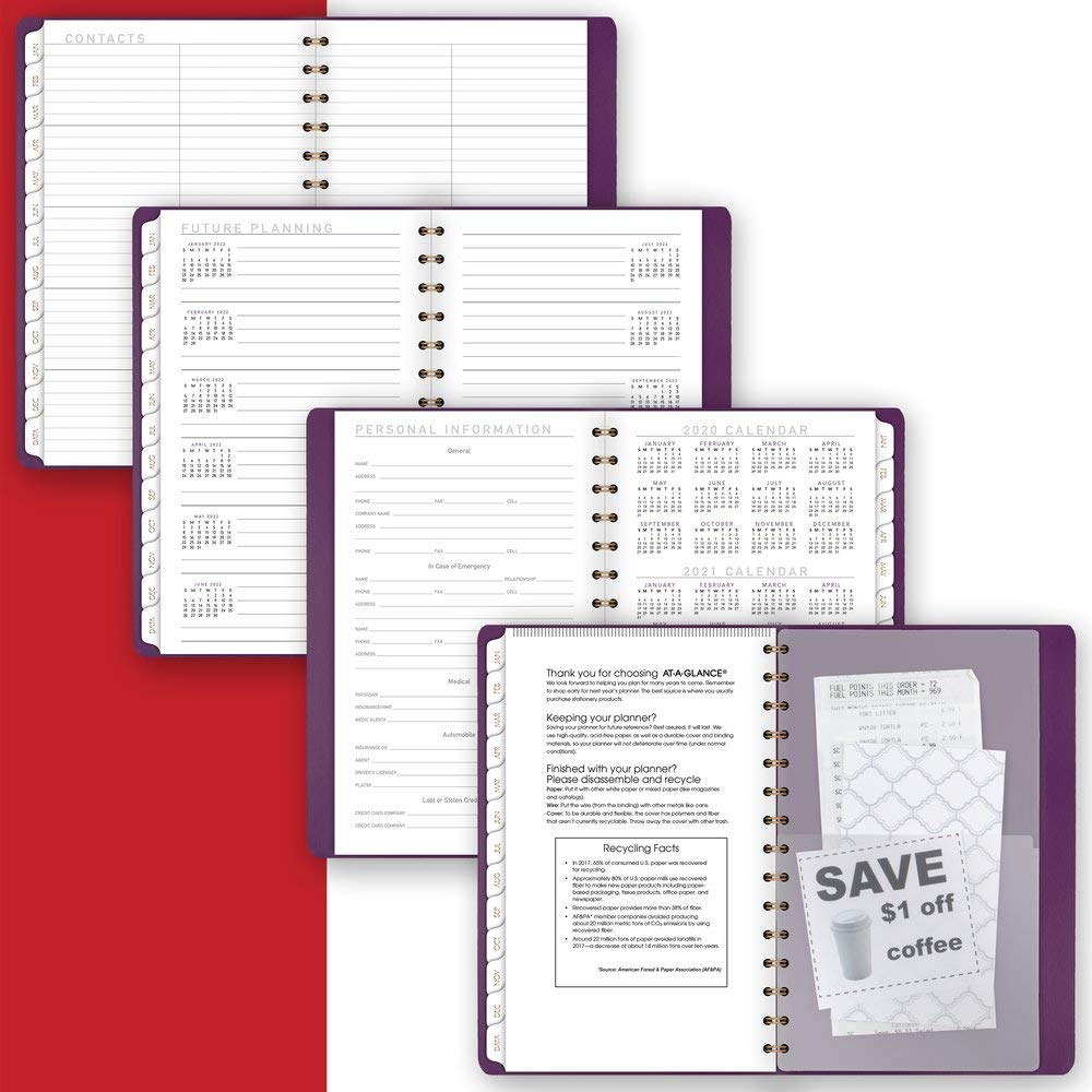 AT-A-GLANCE 2021 Weekly & Monthly Planner by AT-A-GLANCE, 5-1/2" x 8-1/2", Small, Contemporary, Purple (70108X5921)