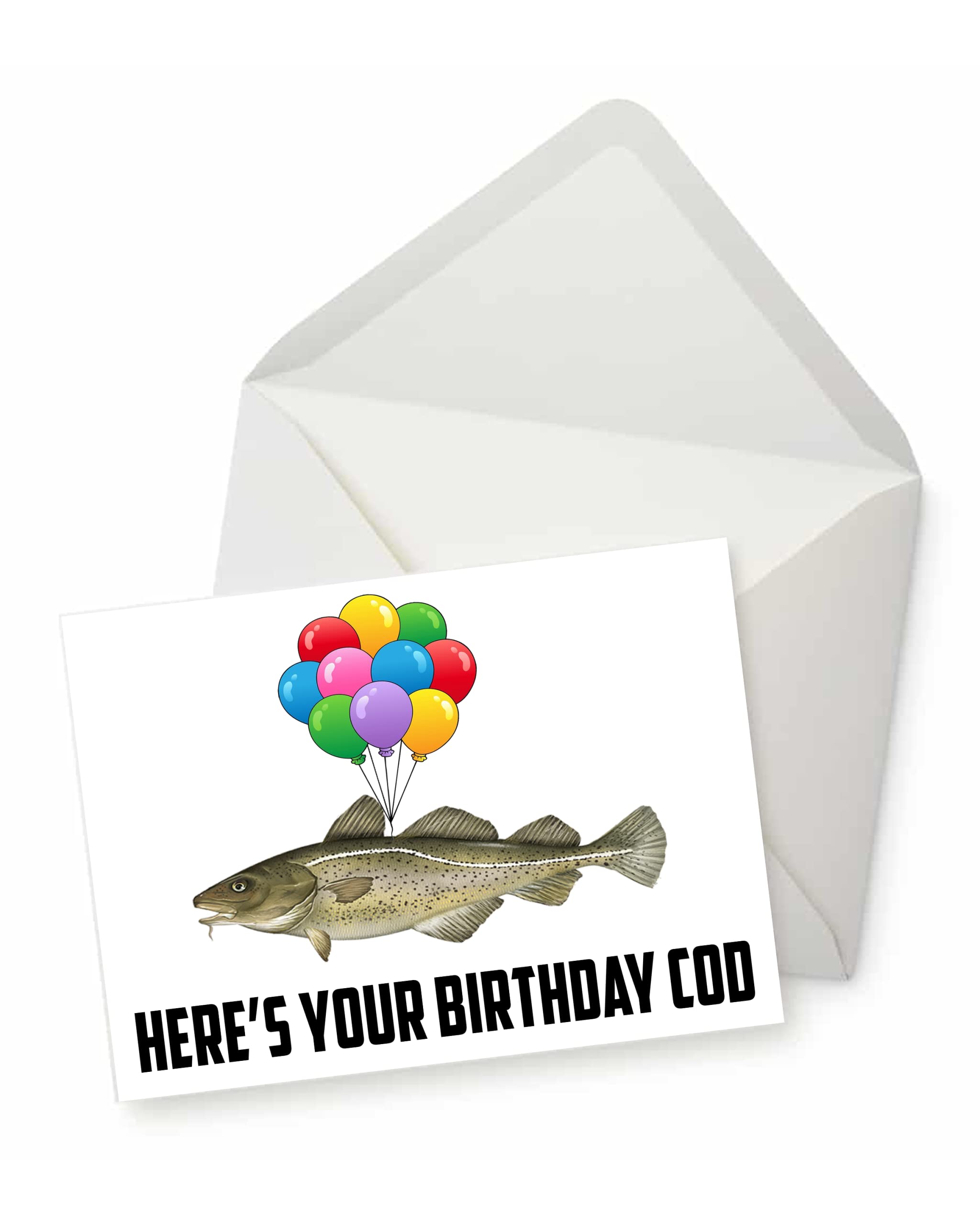 PICTURE THIS PRINTS Birthday Cod Funny Birthday Card - Fishing Birthday Card, Fish Birthday Card, Cod Fish, Pun Cards with Envelope, Birthday Card for Fisherman - Greeting Card (5x7”)