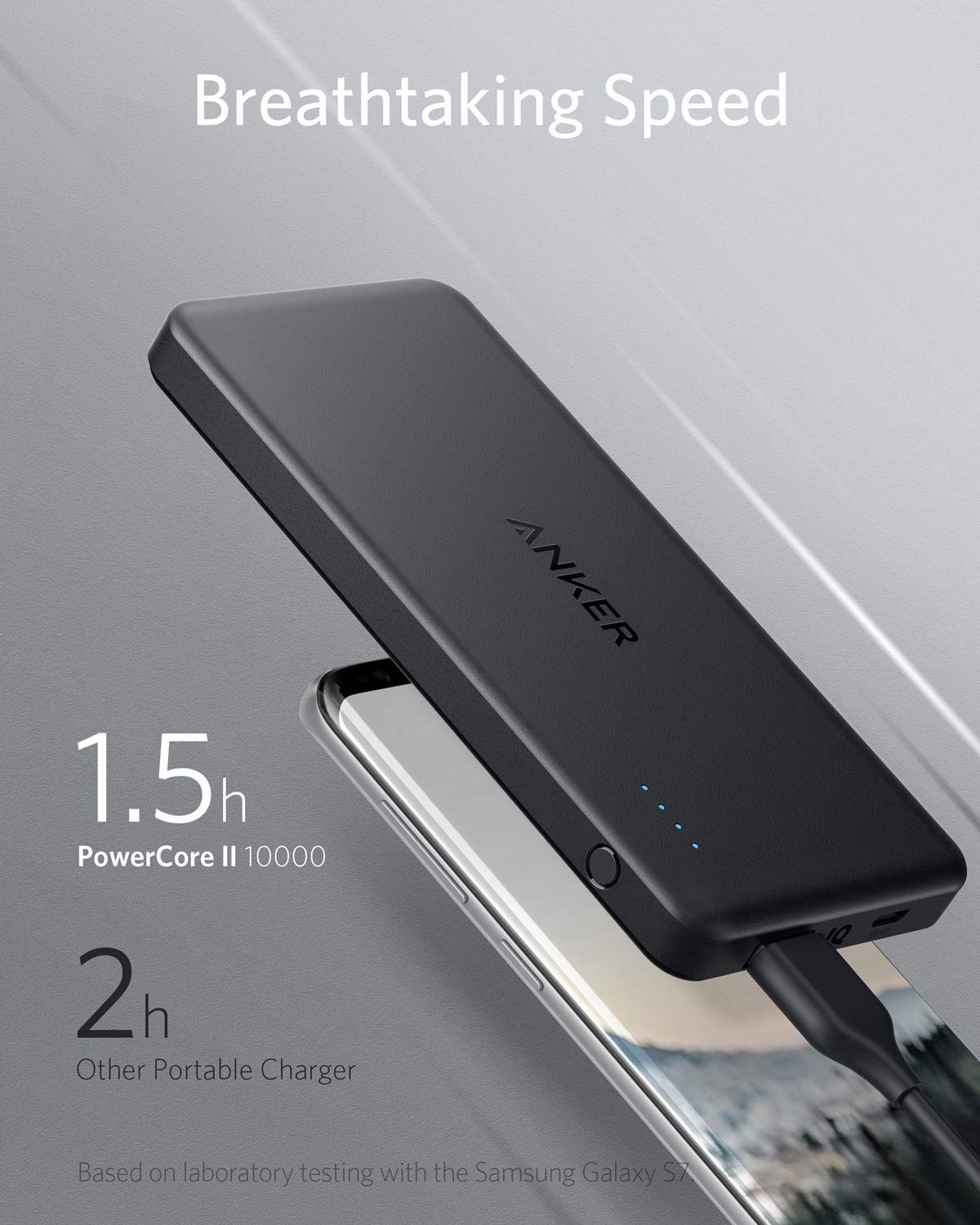 Anker PowerCore II Slim 10000 Ultra Slim Power Bank, Upgraded PowerIQ 2.0 (up to 18W Output), Fast Charge for iPhone, Samsung Galaxy and More (Black)
