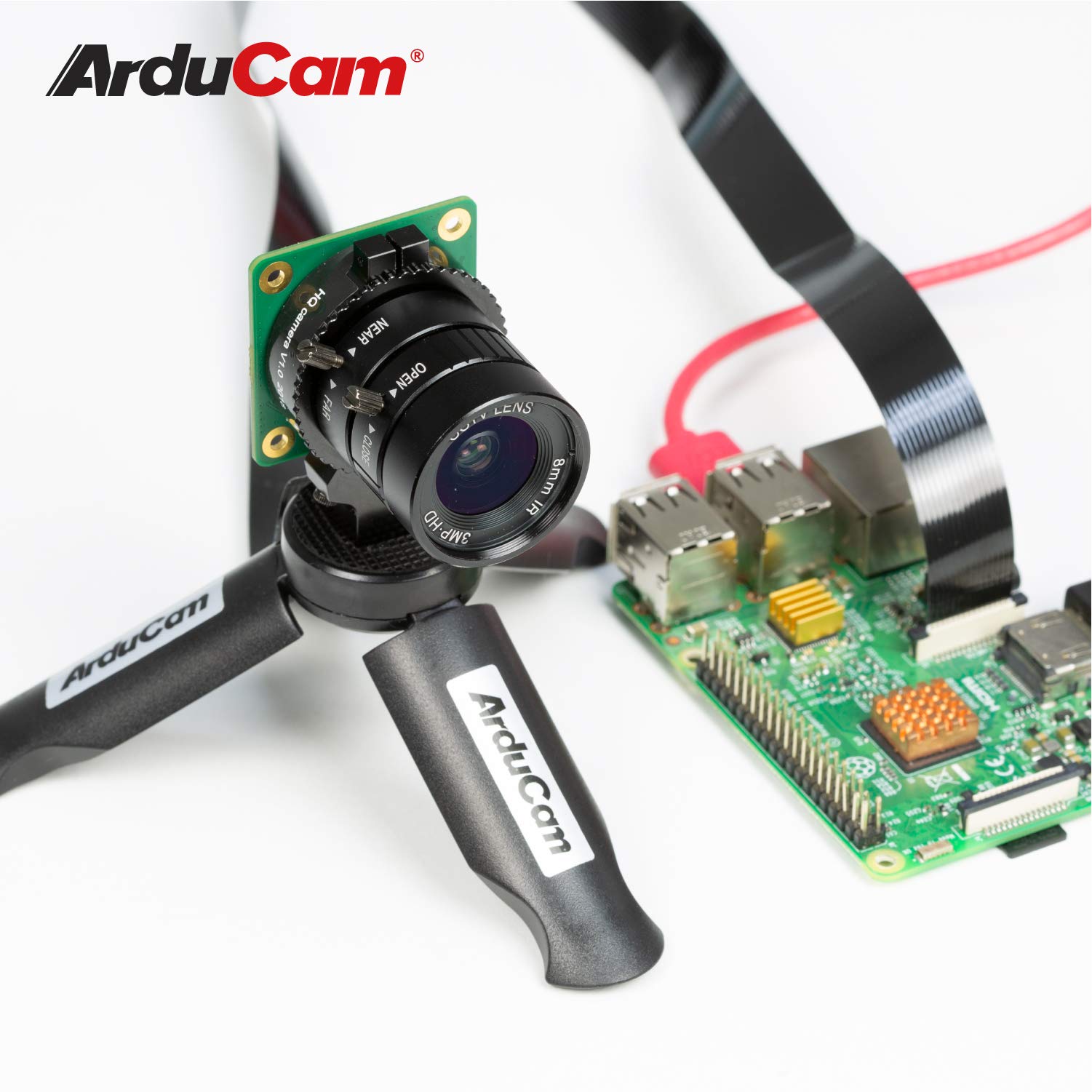 Arducam CS Lens for Pi HQ Camera, 8mm Focal Length with Manual Focus and Adjustable Aperture Ring