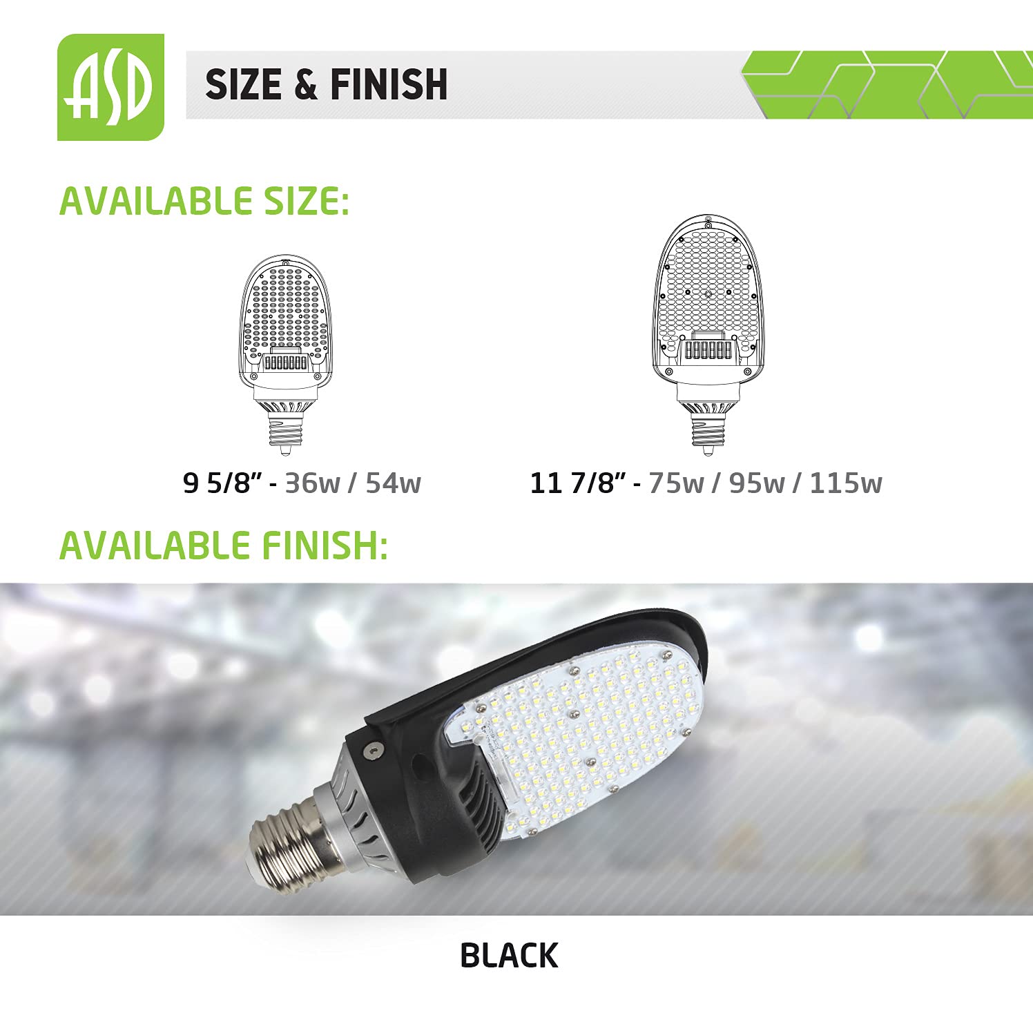 ASD LED Paddle Bulb 54W (90W MHL Equivalent) 5000K Daylight 5784Lm 120-277V UL & DLC - Outdoor LED Corn Bulb EX39 Rotatable Base - LED Parking Light Bulb - Post Light Bulb - Mogul Base Light Bulb