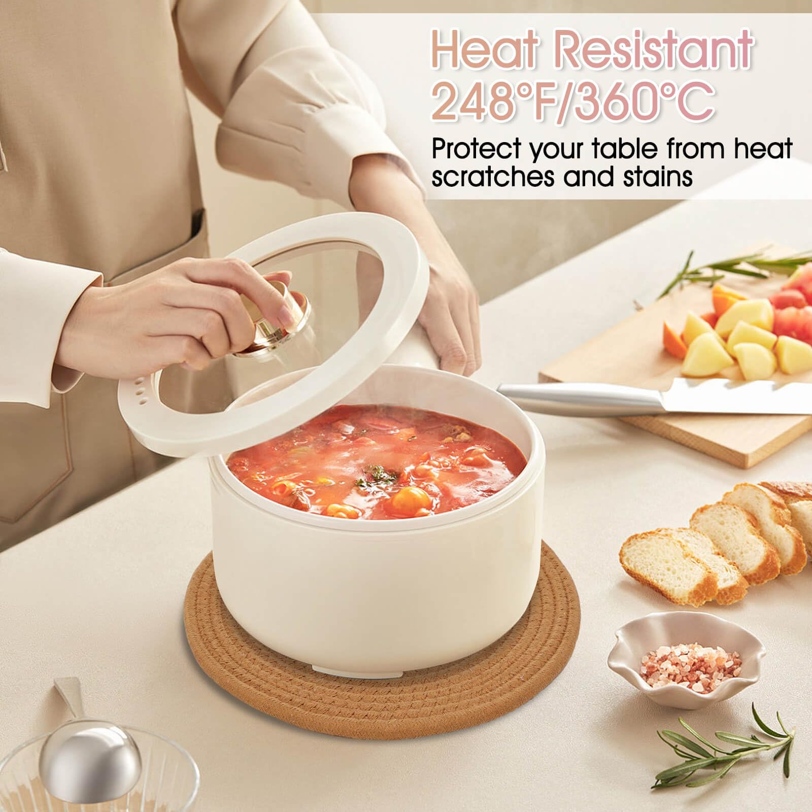 Billbotk Trivets for Hot Pots and Pans, 6 Pieces Boho Rivets for Hot Dishes, Pot Holders for Kitchen, Hot Pads for Countertops, Fall Decorations for Home, 11.8 Inches and 7 Inches 