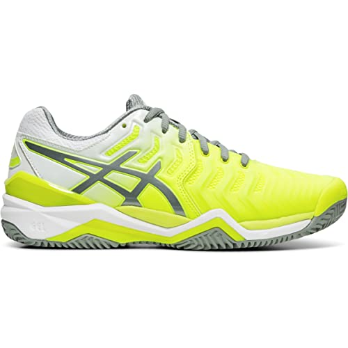 ASICS Women's Gel-Resolution 7 Clay Court Shoes, 7, Safety Yellow/Stone Grey