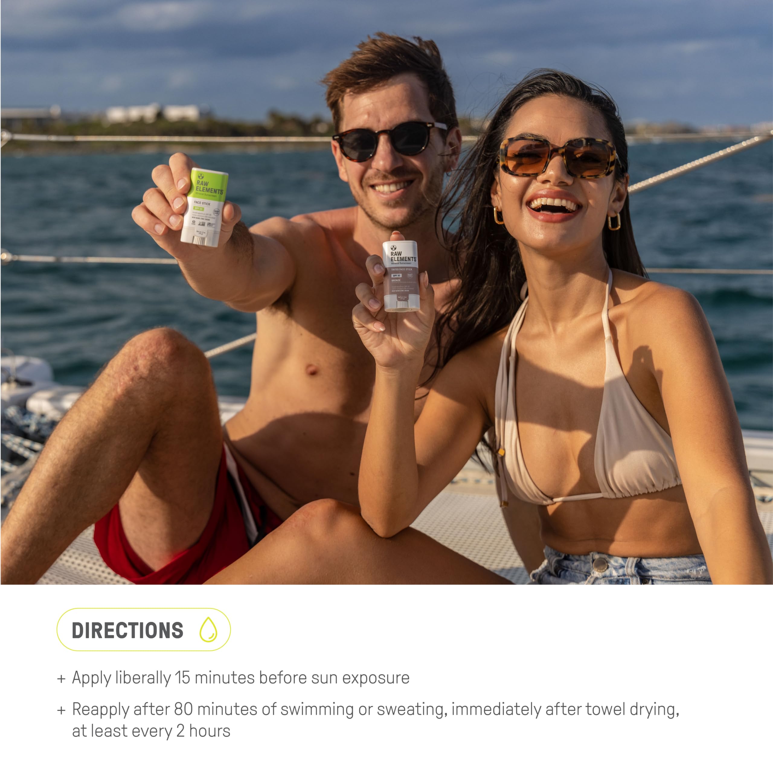Raw Elements Face All-Natural Mineral Sunscreen Stick, Non-Nano Zinc Oxide, 95% Organic, Water-Resistant 80 Min, Reef Safe, All Ages Safe, SPF 30+, Travel Sunblock 0.5 oz