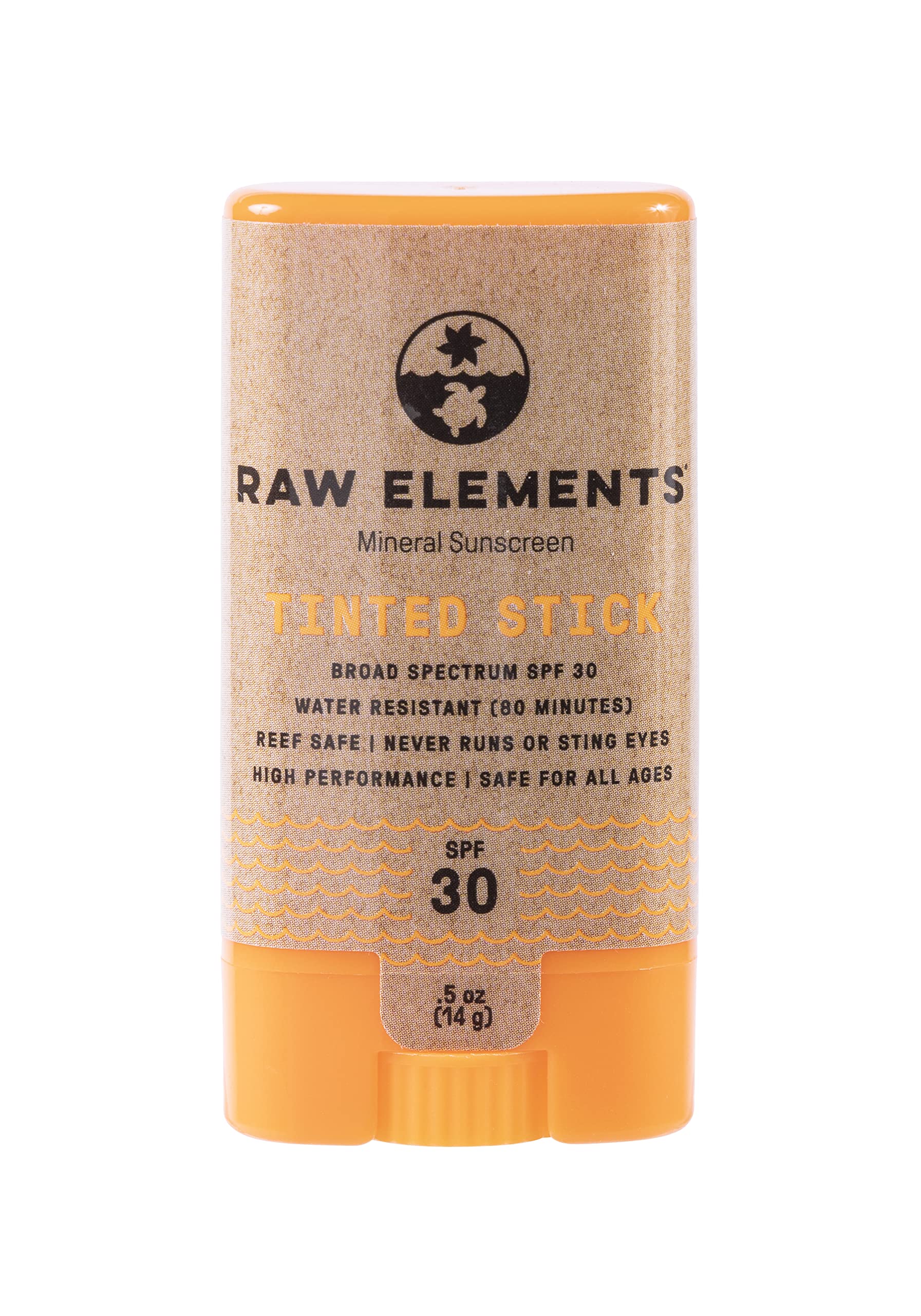 Raw Elements Tinted Face Stick All-Natural Mineral Sunscreen | Non-Nano Zinc Oxide, 95% Organic, Very Water Resistant, Reef Safe, Non-GMO, Cruelty Free, SPF 30+, All Ages Safe, Moisturizing, 0.5oz