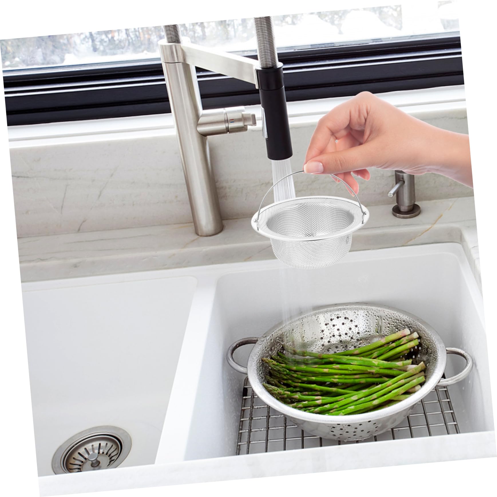 Uonlytech Filter Sink Catcher Drain Kitchen Sink Strainer with Handle Kitchen Hair Kitchen Sink Strainer Stopper Sink Food Catcher Bath Sink Kitchen Accessories Tub Protector Stainless Steel