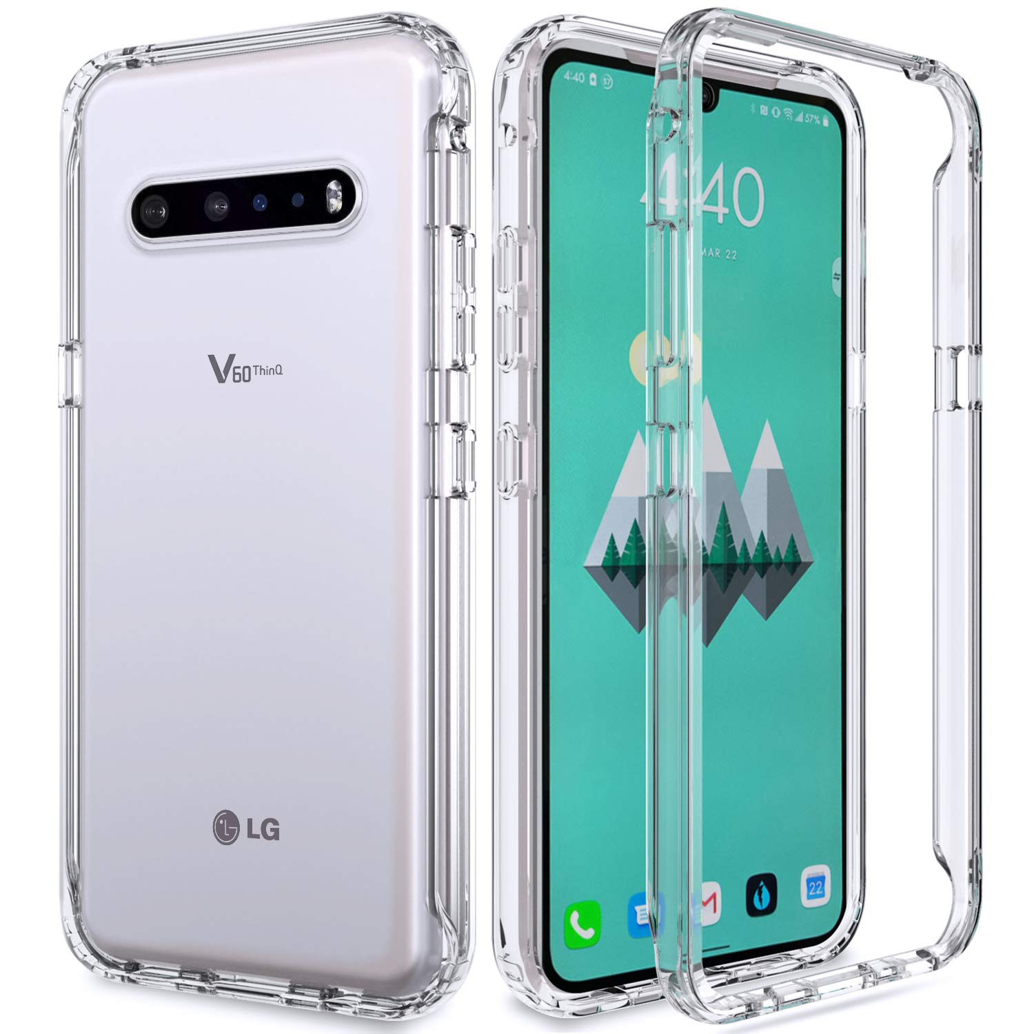 ANENQ Case for LG V60 ThinQ, Transparent Heavy Duty Shock-Absorbing and Scratch-Resistant Protective with TPU Bumper and Rugged PC Front Phone Cover for LG V60 6.8 inches (Clear)