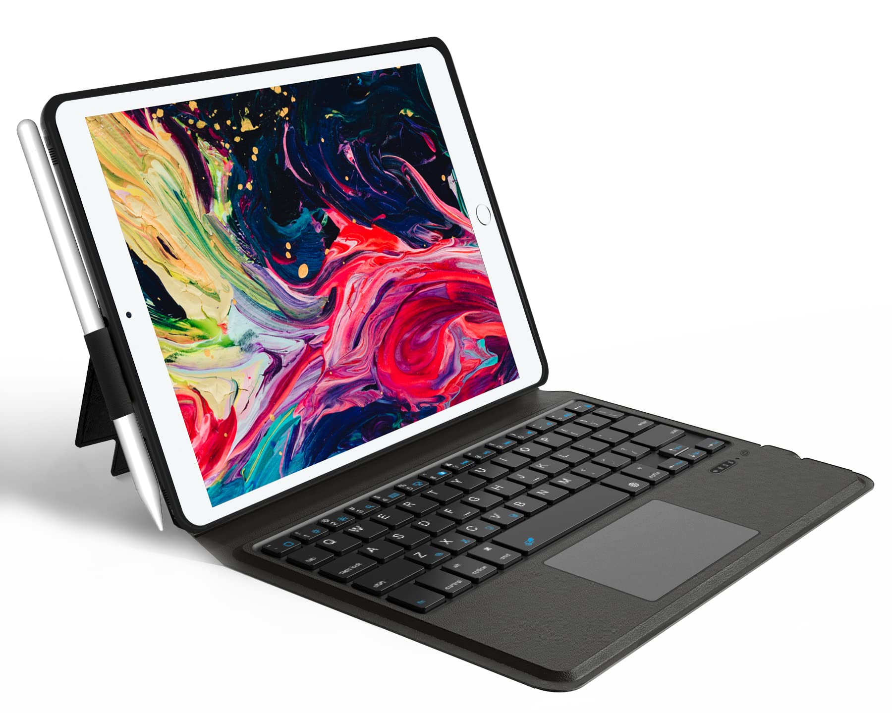 BJCGFVH6 Slim Keyboard Case for iPad 6th 5th Gen & iPad Air 2nd & for iPad Pro 9.7" 2016, Practical iPad Keyboard Case with Touchpad, Wireless Connector and Pencil Loop