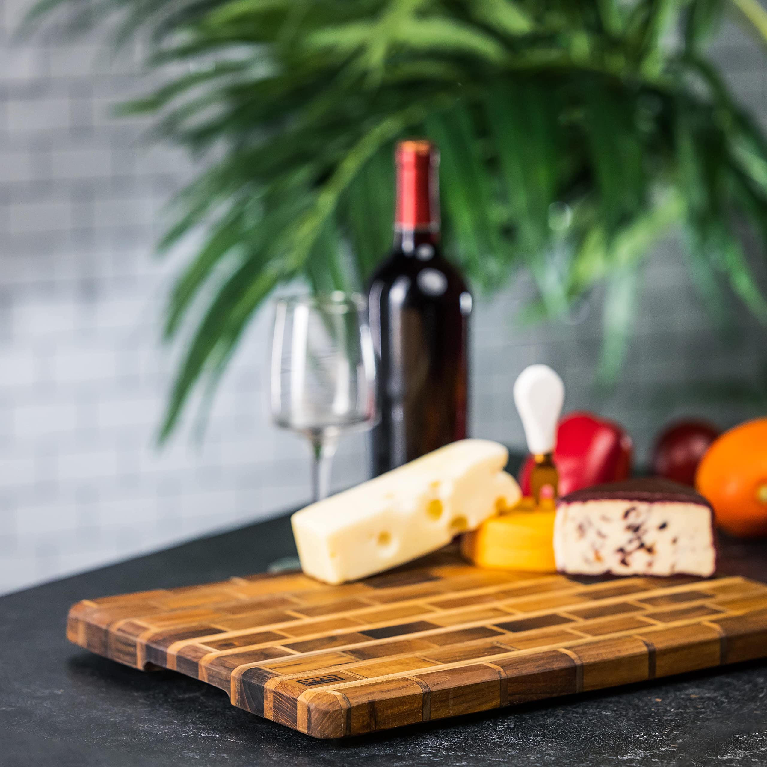 Artisanal Teak Charcuterie, Cutting, Cheese & Bread Board, Handmade,16x12x1, for Slicing, Dicing & Food Serving