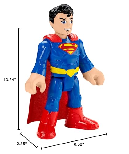 DC Super Friends Imaginext DC Super Friends Superman Xl Toy 10-In Figure with Fabric Cape for Preschool Kids Ages 3+ Years