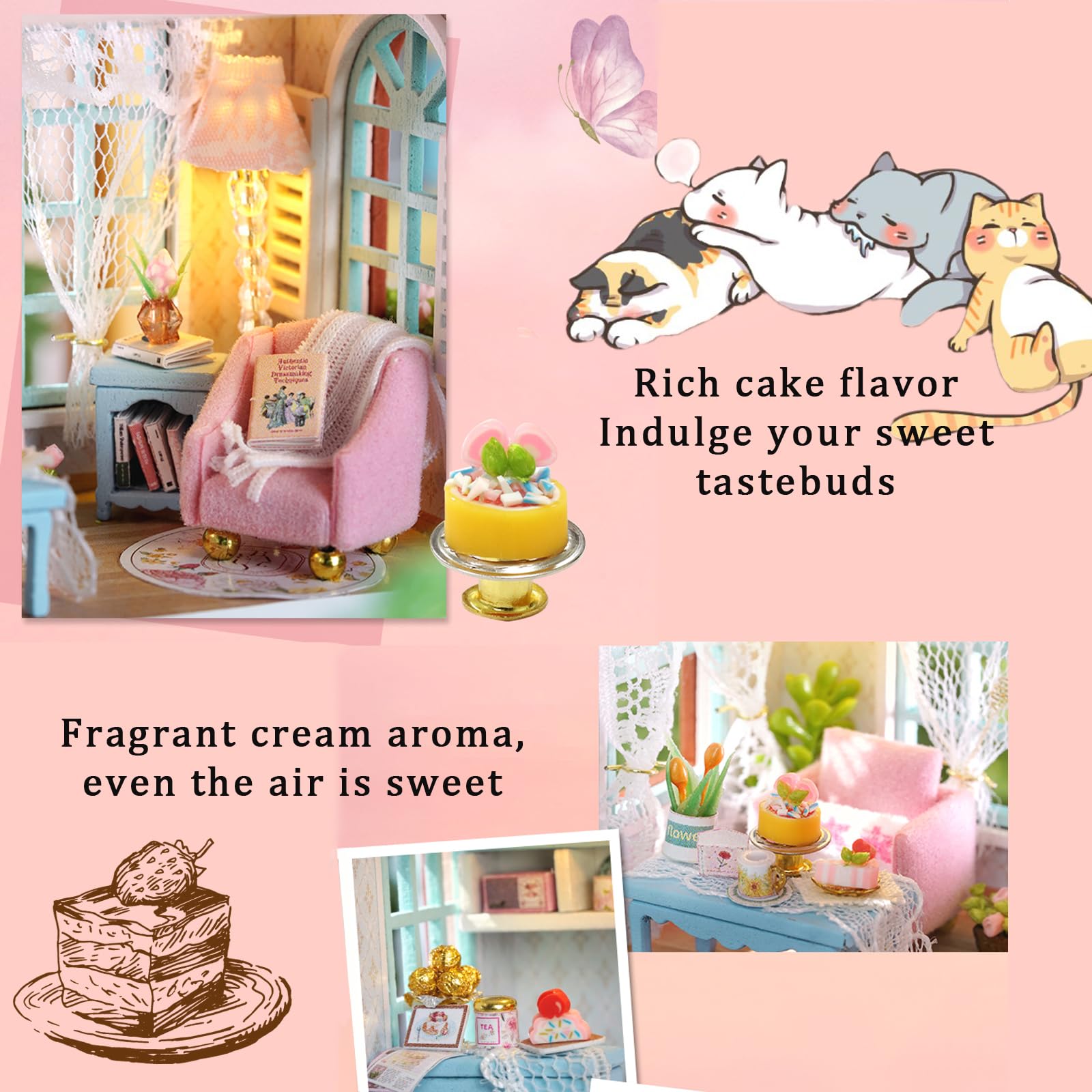 Flever Dollhouse Miniature DIY House Kit Creative Room with Furniture for Romantic Valentine's Gift (Manxing Dessert Shop)