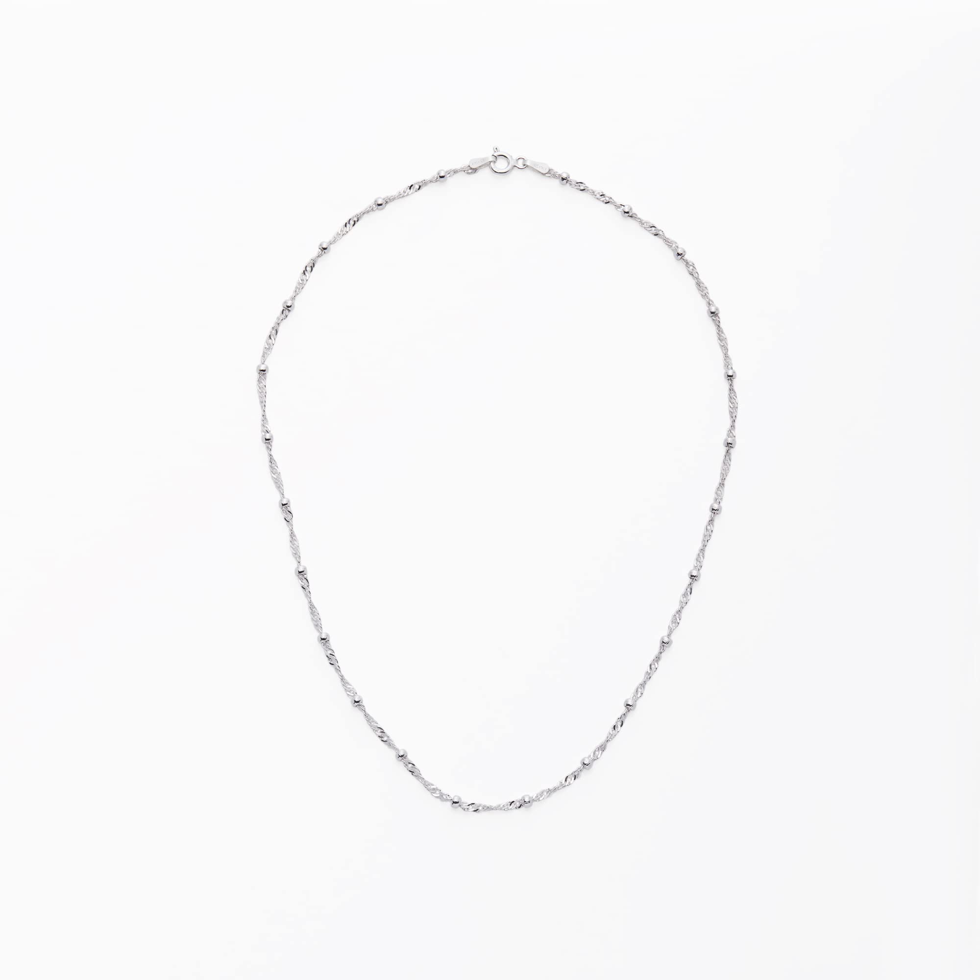 Amazon Essentials women Sterling Silver Singapore Bead Chain Station Necklace, 24" , (previously Amazon Collection)
