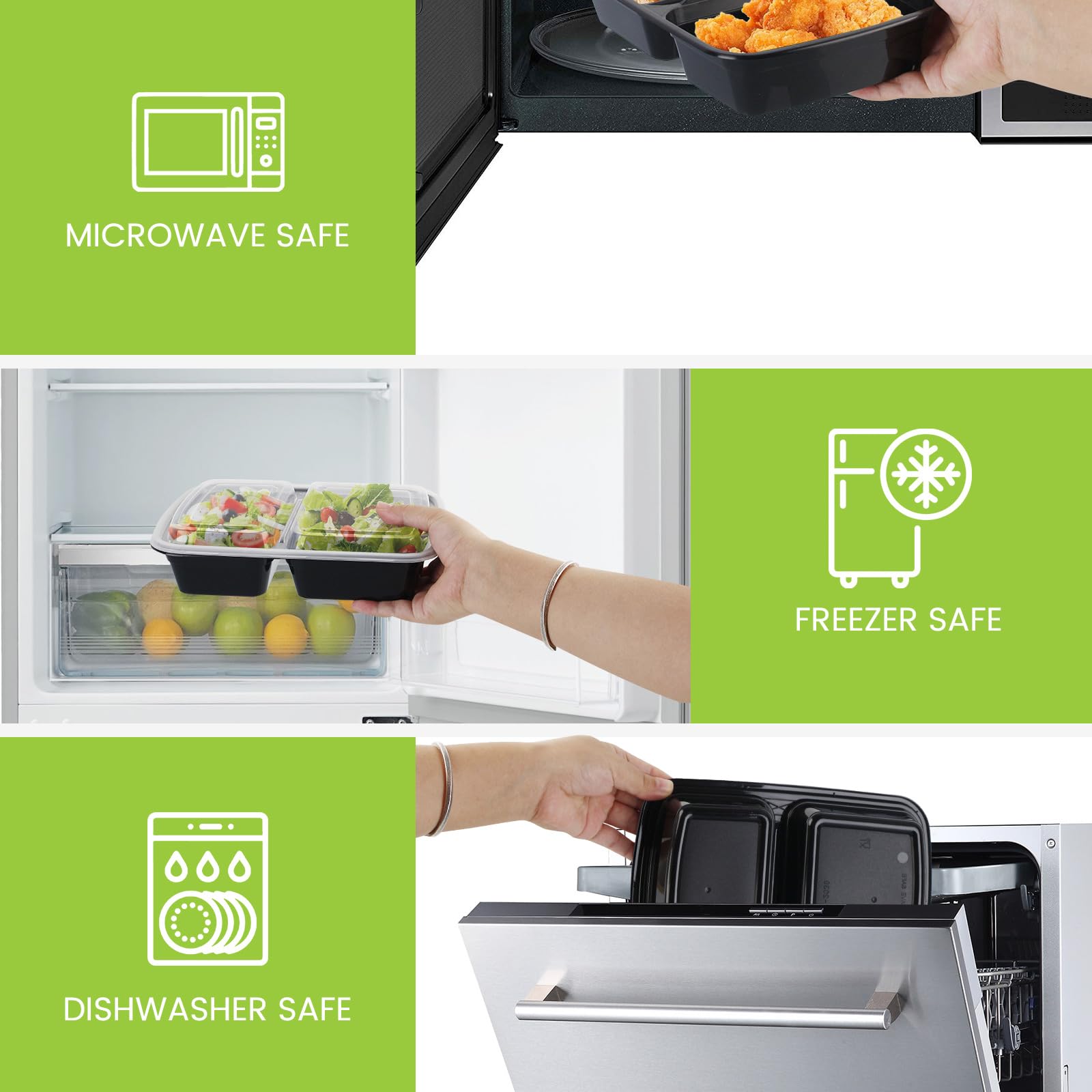 vivigu Meal Prep Containers Reusable 30 Pack - 2 Compartment food storage containers with lids, To Go Food Containers BPA-Free, To Go Containers With Lids Microwave, Dishwasher, Freezer Safe 30 oz