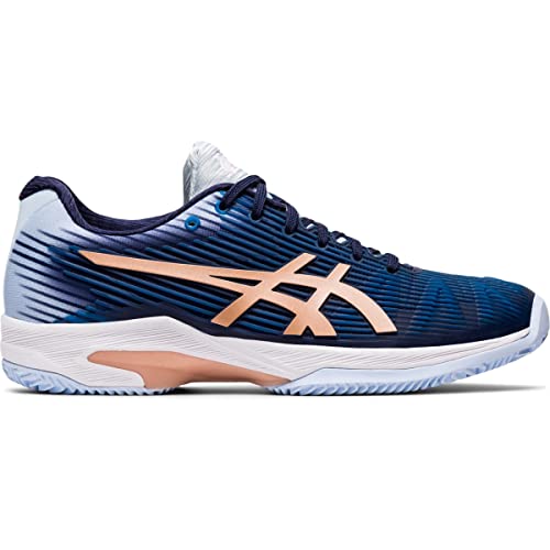 ASICS Women's Solution Speed FlyteFoam Clay Tennis Shoes, 6.5, Peacoat/Rose Gold