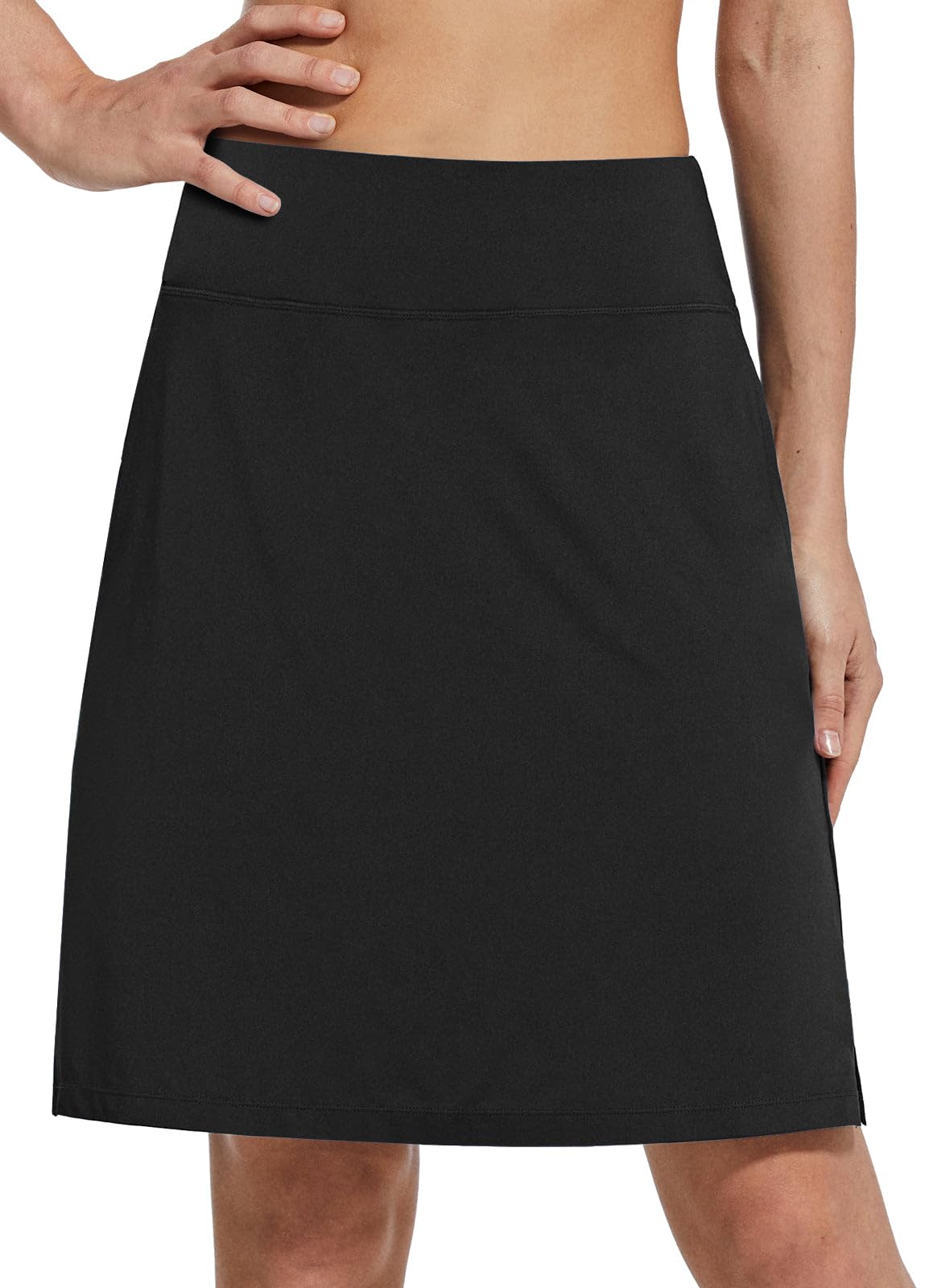 BALEAF Women's 20" Golf Skirts Knee Length Skorts Athletic Modest Long Acitive Casual Pockets UV Protection Black XL