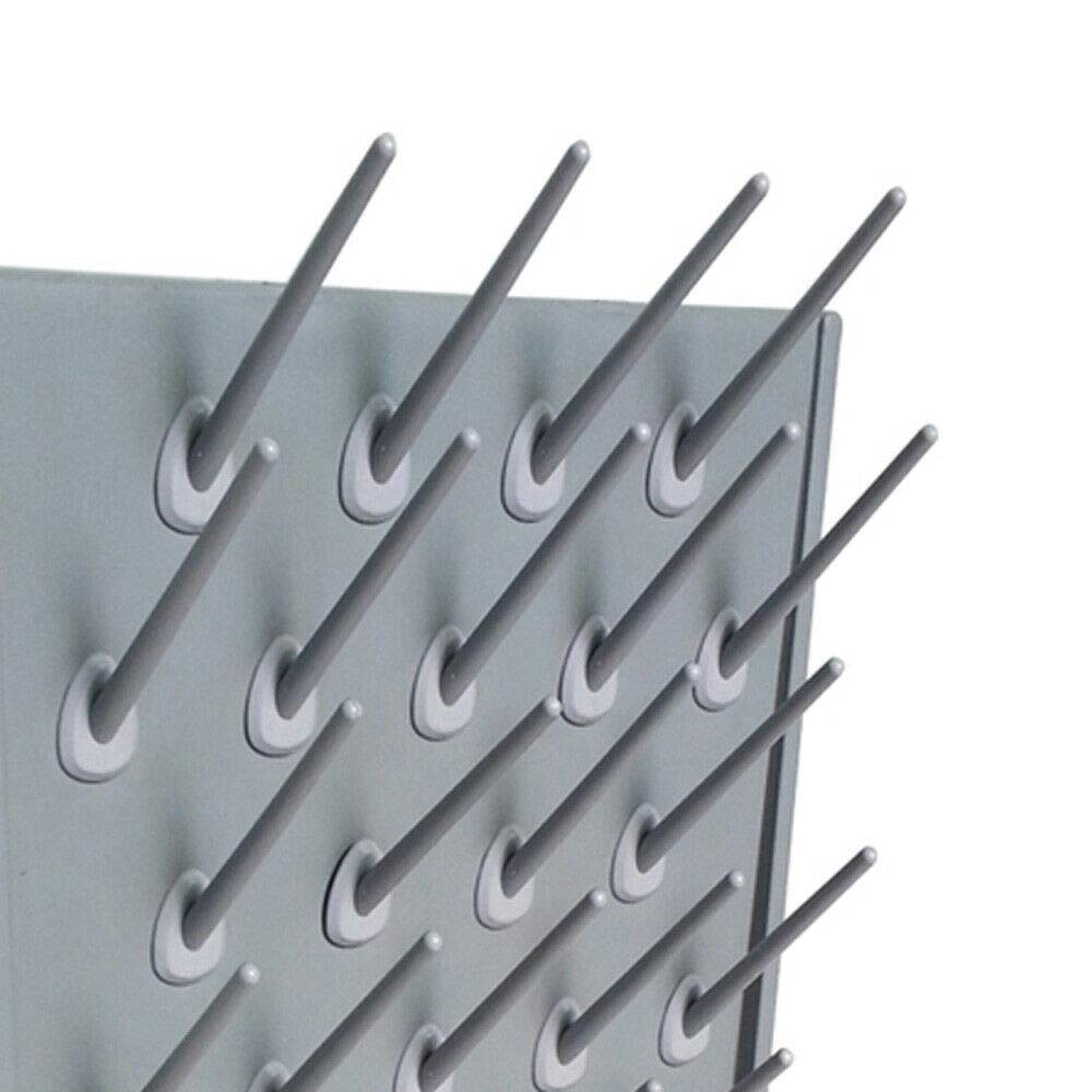 Eapmic 2 Pcs Laboratory Drying Rack Detachable 27 Pegs Wall Mount Glassware Drying Rack Built-in Molded Drain Pan, Lab Supply Pegboard for Tube Beaker Flask Dry