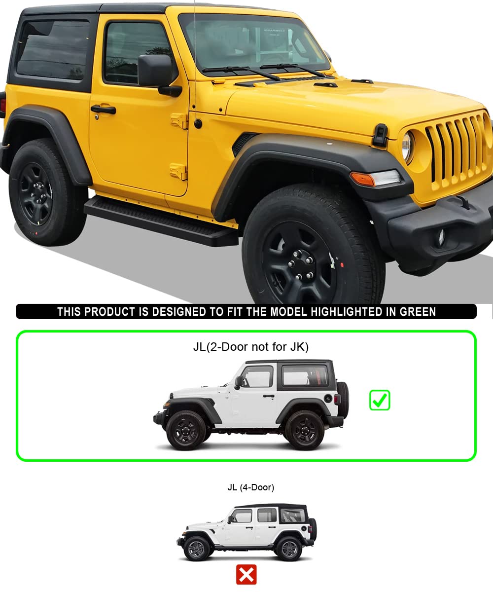 APS Running Boards (Nerf Bars Side Steps Bars) Compatible with Jeep Wrangler JL 2018-2024 2-Door (Factory sidesteps or Rock Rails Have to be Removed) (Black Powder Coated Running Board Style)