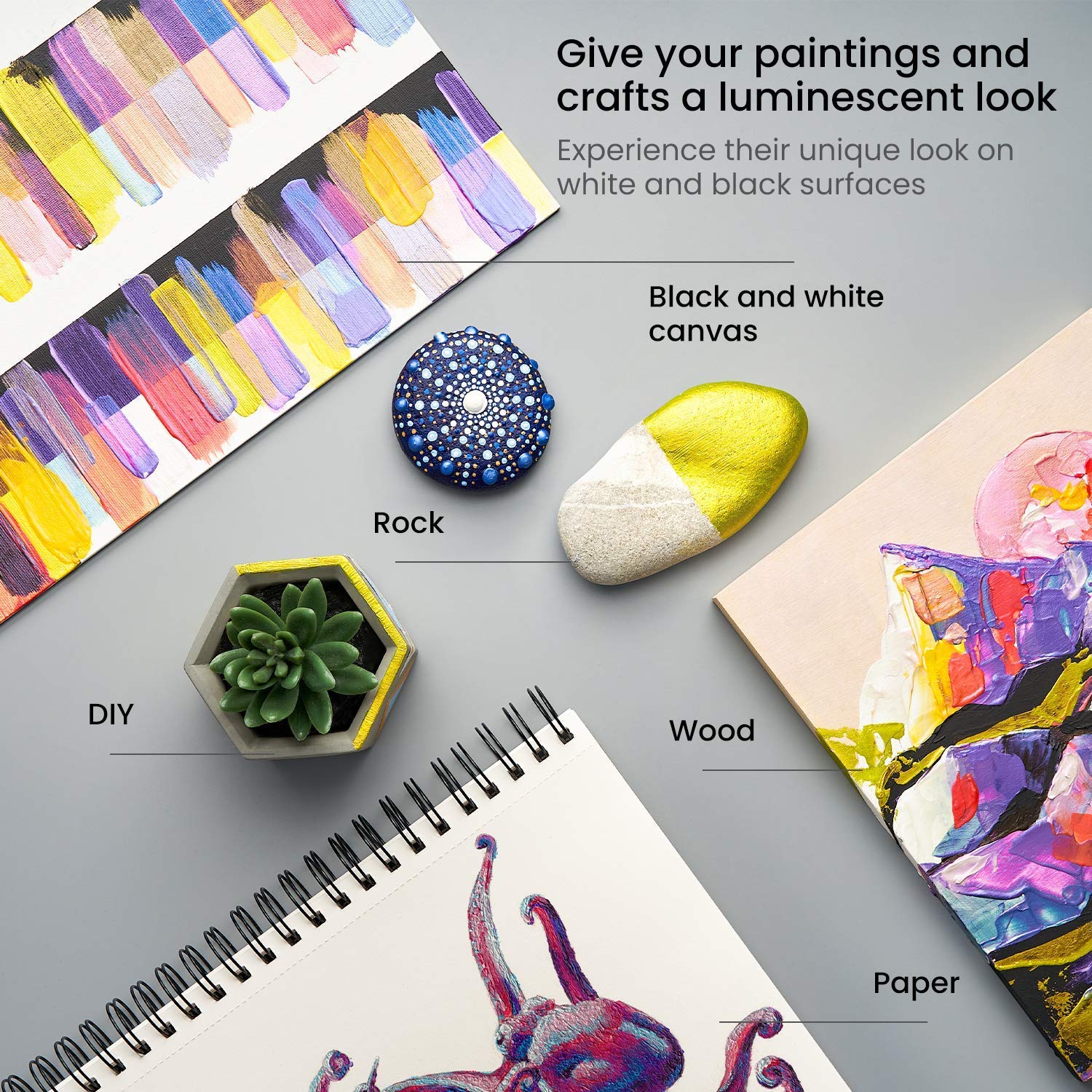 ARTEZA Acrylic Pouring Paint Set and Iridescent Acrylic Paint