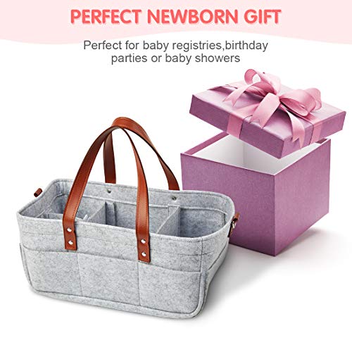 Baby Diaper Caddy Organizer,Nursery Storage Bins Multifunctional Portable Tote Bag with Removable Insert,Baby Gift Basket Car Organizer for Mom & Newborn
