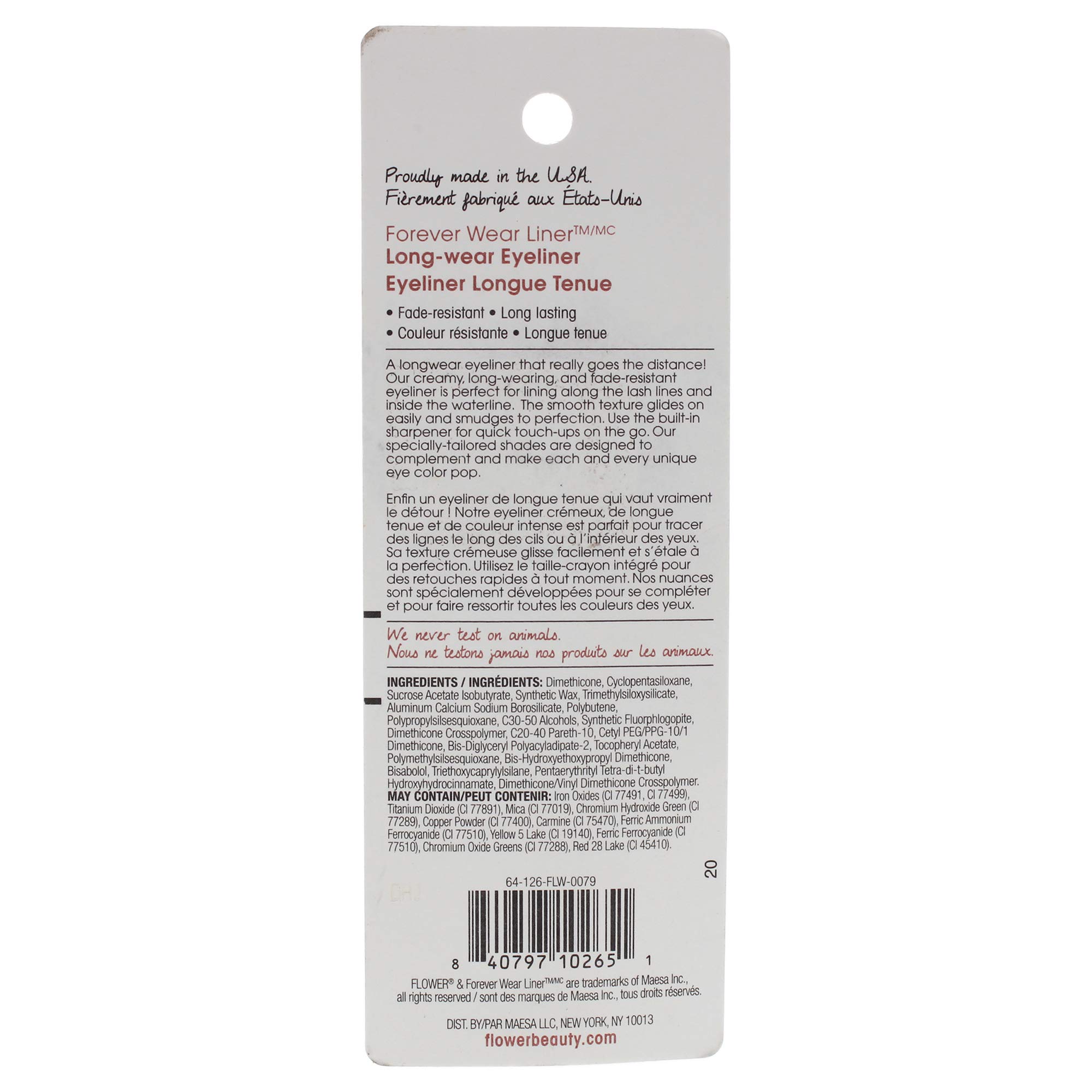 FLOWER BEAUTY Forever Wear Long Wear Eyeliner Pencil - Long Lasting, Fade-Resistant, Smooth Application Retractable Eye Liner (Forever Onyx) (I0095322)