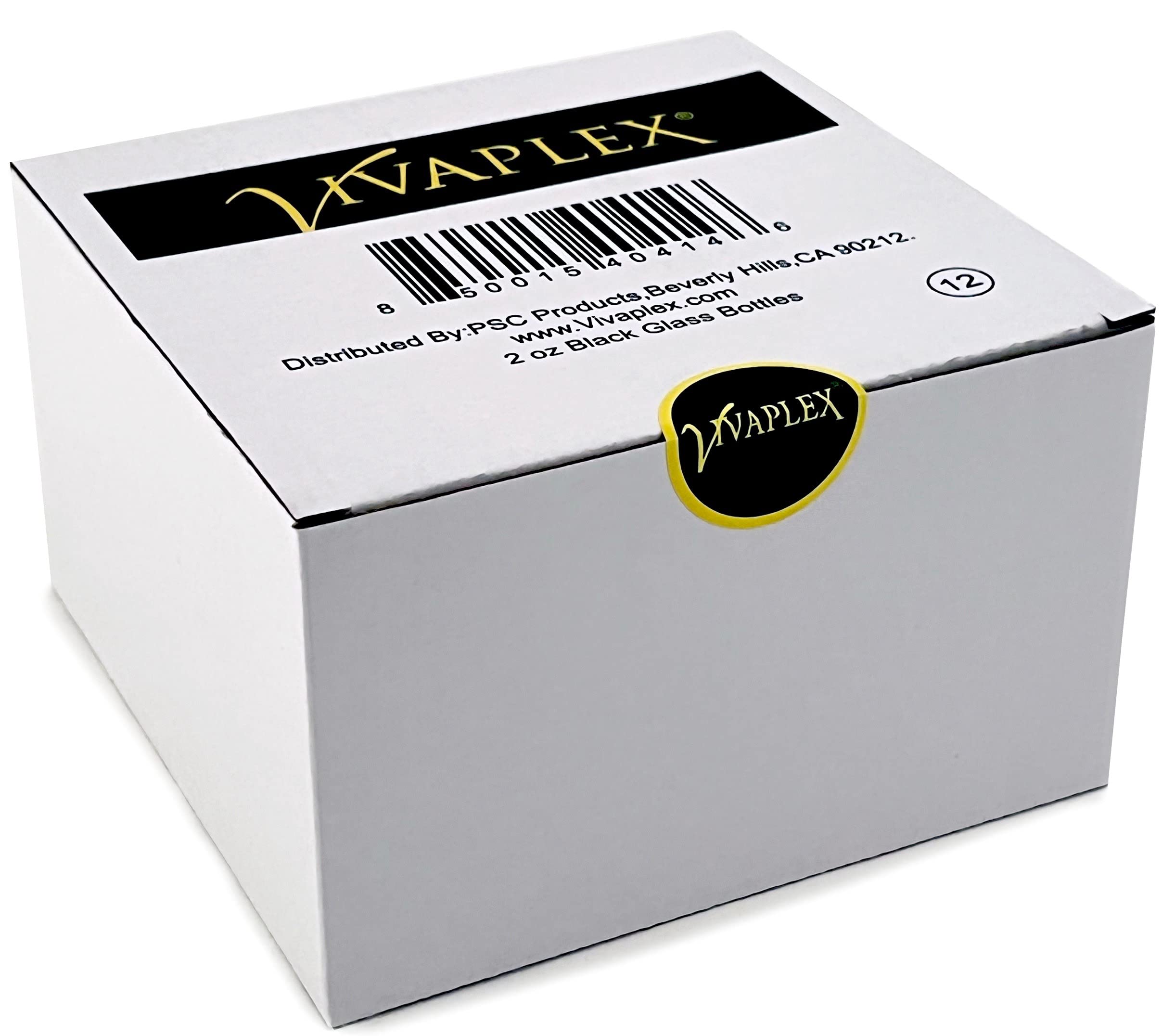 Vivaplex, 12, Black, 2 oz Glass Bottles, With Glass Eye Droppers