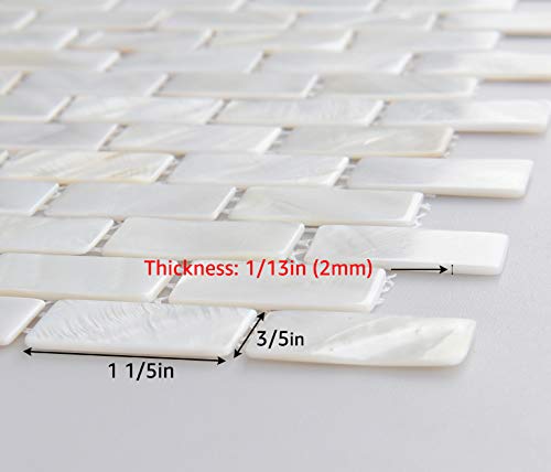 Art3d 6-Pack Mother of Pearl Shell Mosaic Tile for Kitchen Backsplashes/Bathroom Tile, White Subway Mosaic Tiles