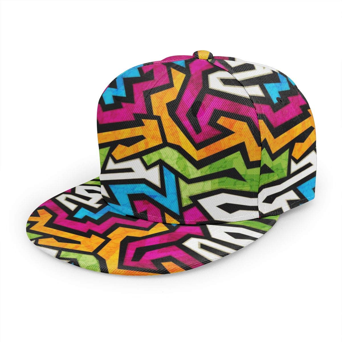 antkondnm Colored Graffiti Snapback Hat Unisex Trucker Hat Hip Hop Plaid Flat Bill Brim Adjustable Baseball Cap