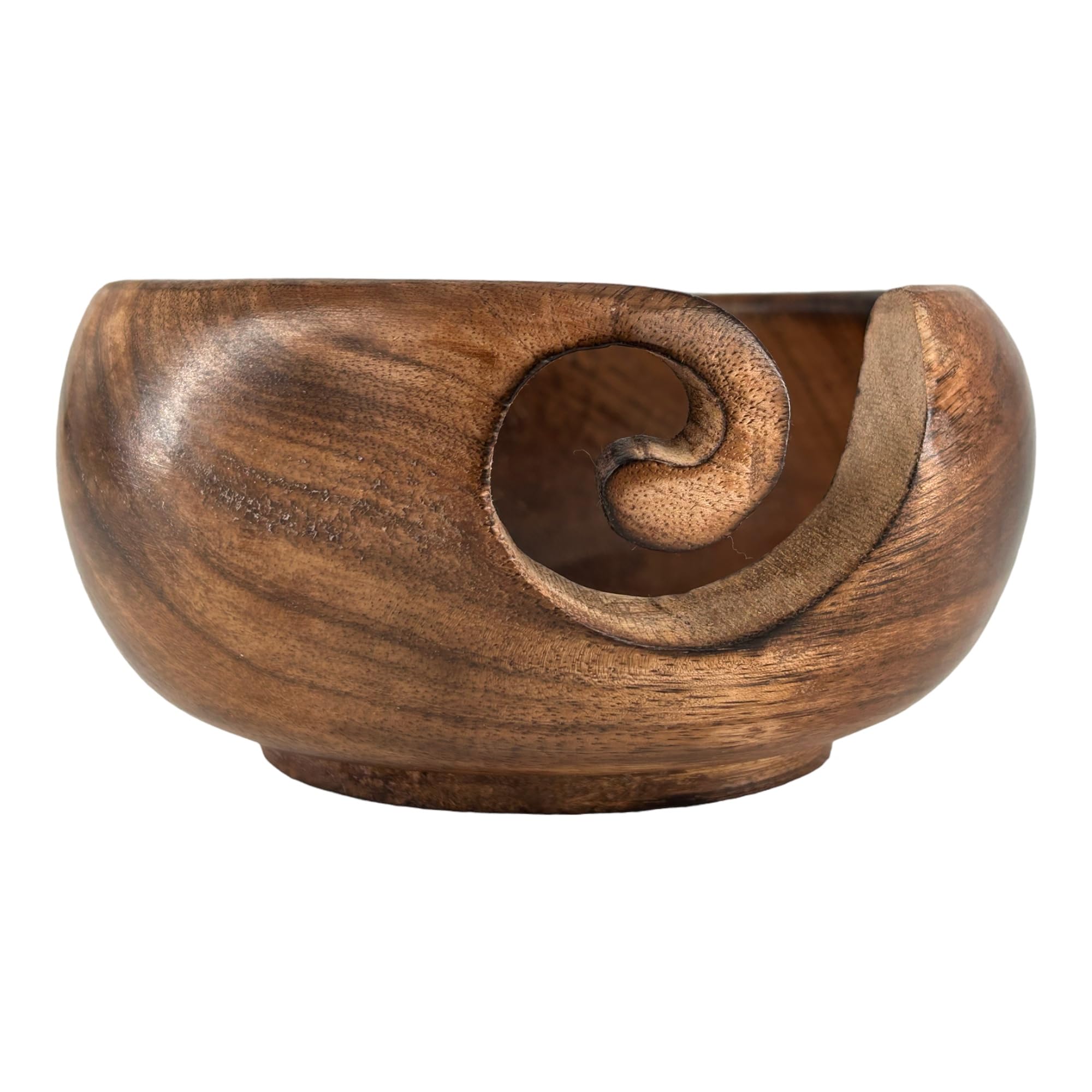 Earthly Home Wooden Yarn Bowl Handmade Yarn Bowl with Holes for Crocheting and Knitting Christmas Gift Crochet Accessories 5.5" x 3"