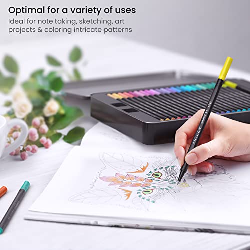 ARTEZA Inkonic Fineliners, Set of 72, 0.4 mm Tips Fine Point Markers, Assorted Art Pens, Water-Based Fine Tip Markers for Drawing, Sketching, Journaling, Calligraphy