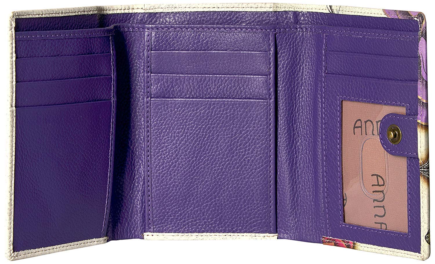 Anna by Anuschka Women's Hand-Painted Genuine Leather Ladies Three Fold Wallet - Floral Paradise