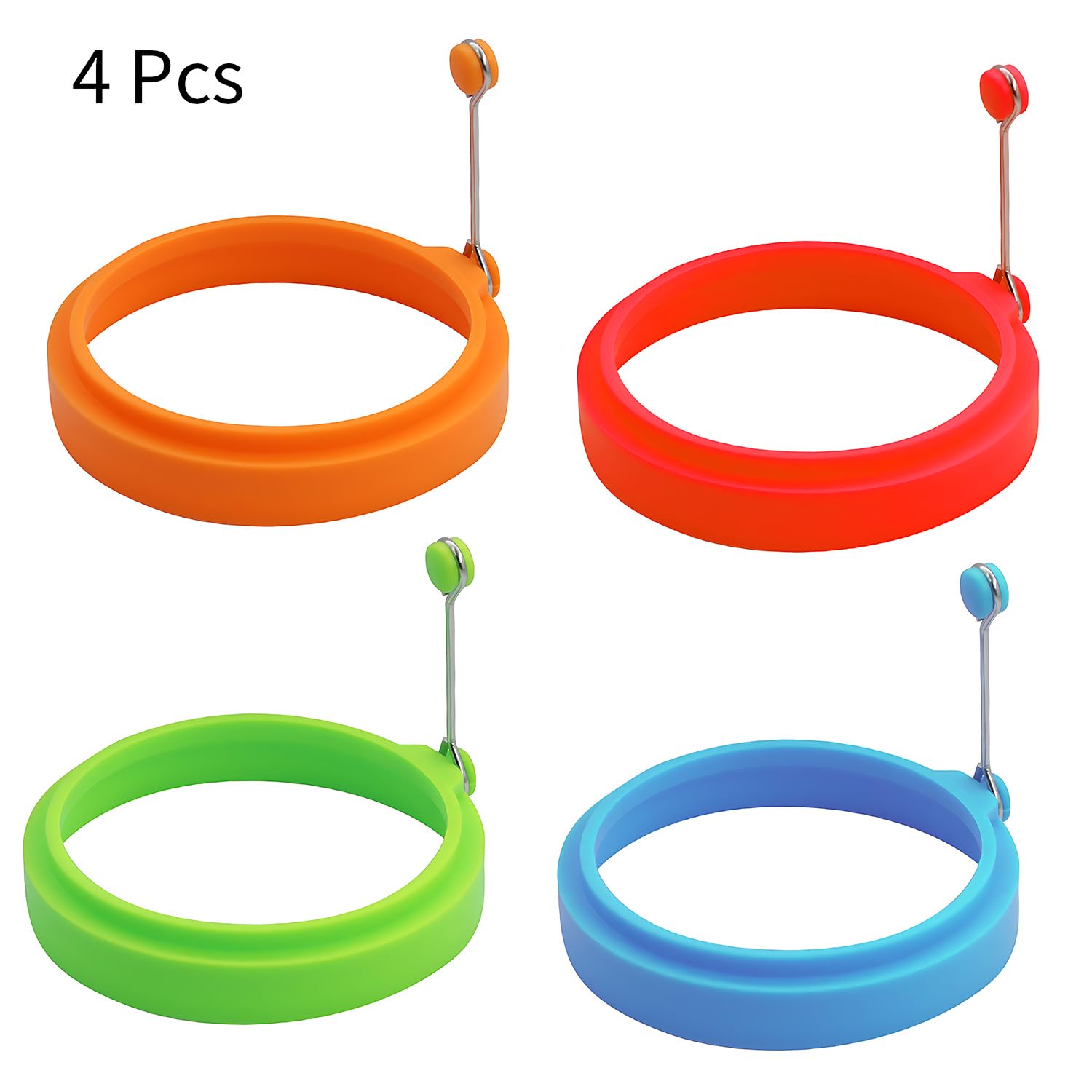 Boguish 4Pcs Egg Ring, Silicone Egg Rings Molds, Non Stick Griddle Egg Rings for Cooking, Fried Eggs and Breakfast, Multicolor
