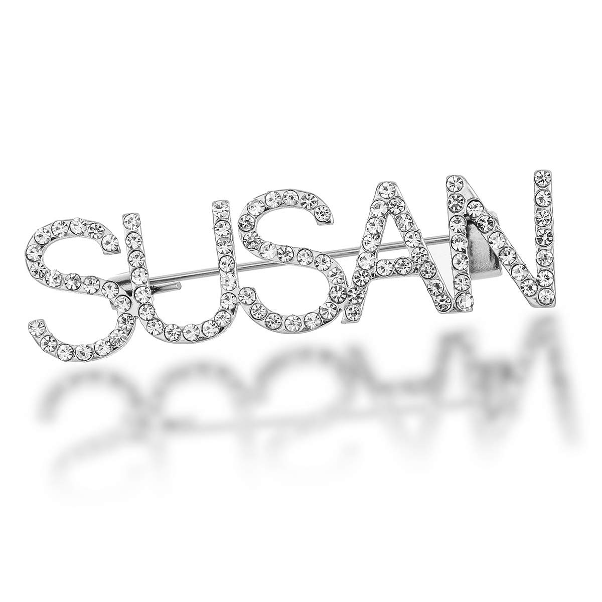 Full Rhinestone Personality Name Custom Brooch Commemorate Customized Monogram Initial Letter Pins Jewelry (stainless steel)