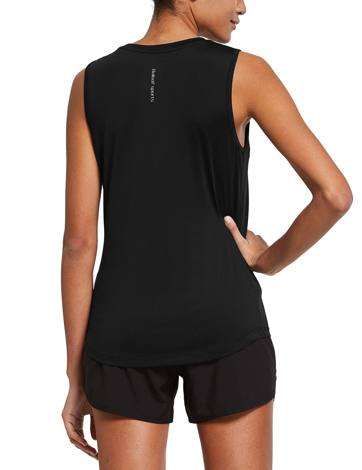 BALEAF Workout Tank Tops for Women Sleeveless Running Shirts Activewear Gym Yoga Tops Black Size L