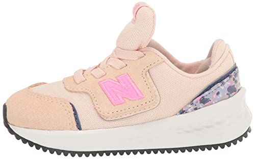 New Balance Kid's X70 V1 Bungee Sneaker, Vintage Rose/Moon Shadow/Vibrant Pink, 2 Wide Infant