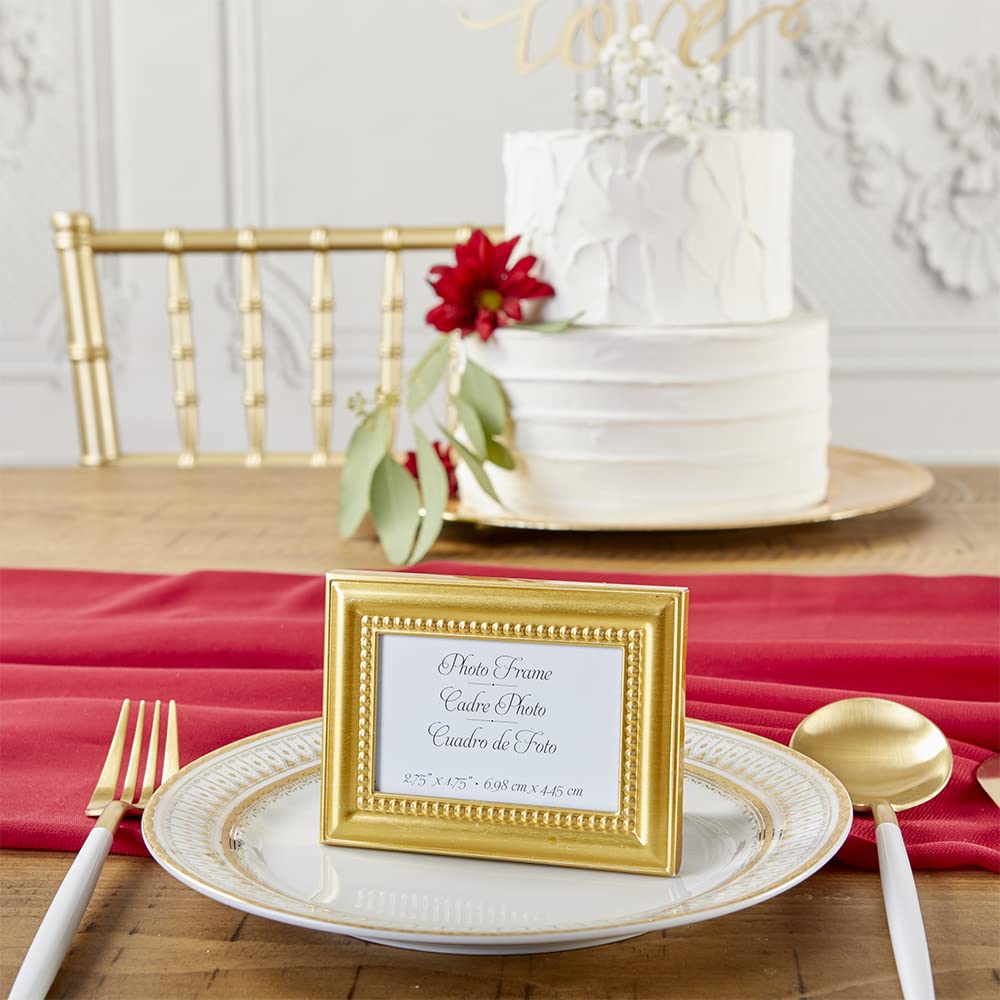 Kate Aspen Beaded Mini Gold Picture Frames/Place Card Holder, Wedding Decor, Wedding Favors, Tabletop Photo Holder (Set of 6)
