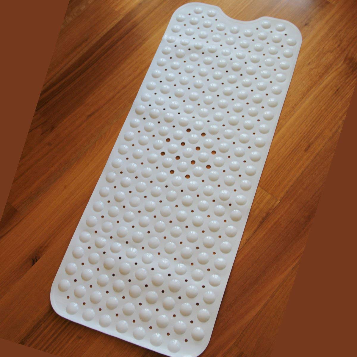 Bathroom Bath Shower Mat Vinyl Material Extra Long 39 x 15.5 Inches (White)
