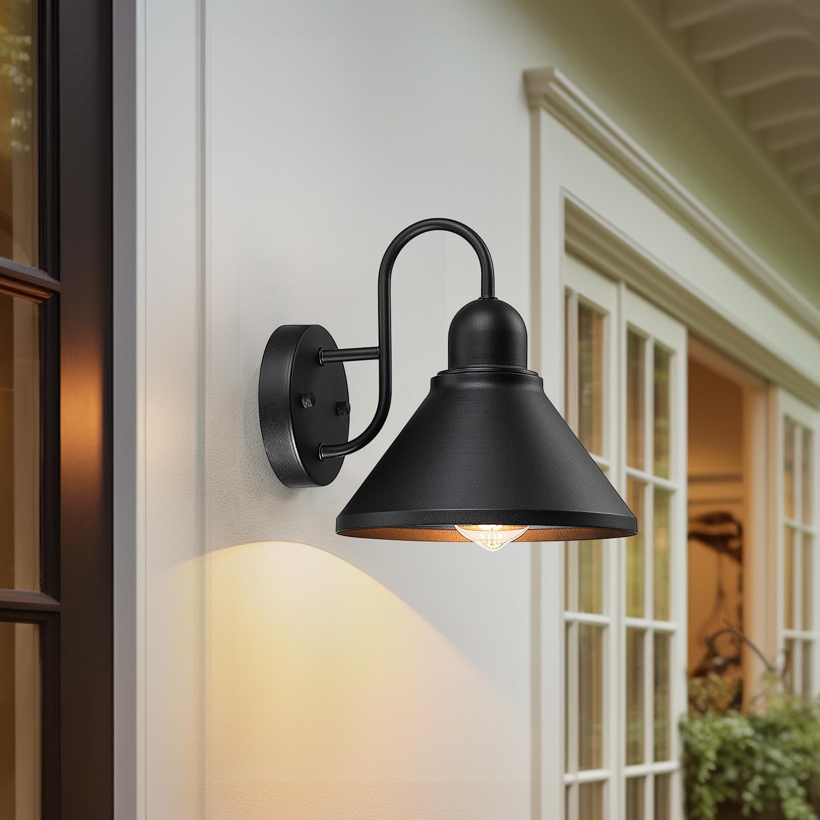 ARPENTER Outdoor Wall Lights Set of 2, Black Farmhouse Gooseneck Barn Light for Front Door Porch Garage…