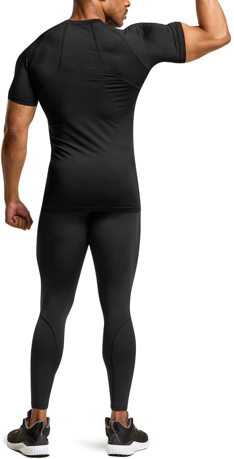 ATHLIO Men's Cool Dry Short Sleeve Compression Shirts, Sports Baselayer T-Shirts Tops, Athletic Workout Shirt, 3pack Tops Black/Black/Black, X-Large