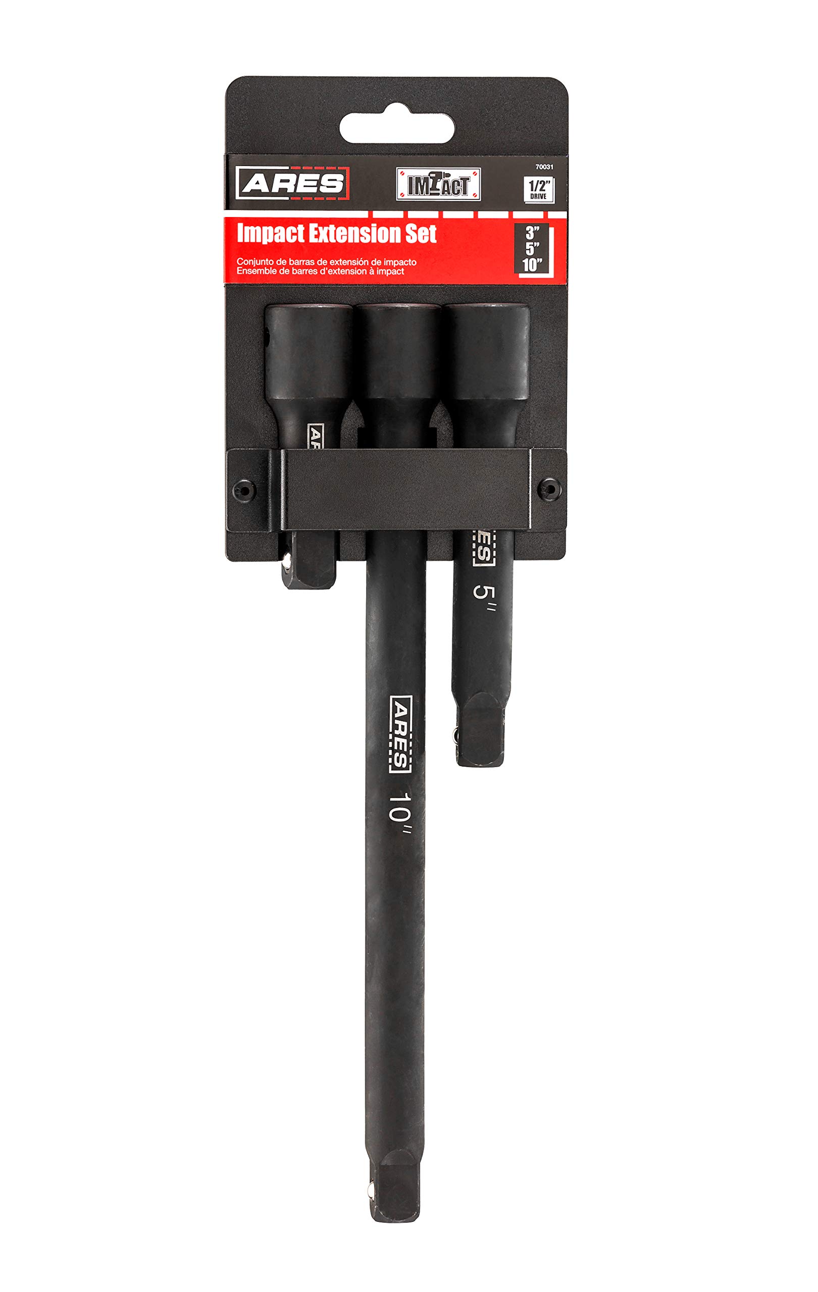 ARES 70031-1/2-Inch Drive Impact Extension Bar Set - 3-Inch, 5-Inch, and 10-Inch Laser Etched Socket Extensions Expand the Range of Impact Drivers