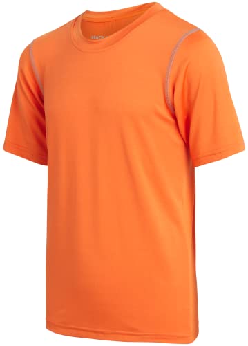 Black Bear Boys’ Athletic T-Shirt – 2 Pack Active Performance Dry-Fit Sports Tee (4-18), Size 16-18, Light Blue & Orange
