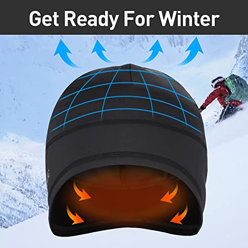 Arcweg Cycling Skull Cap Thermal Helmet Liner Winter Beanie Hat for Men Women with Ear Cover for Climbing Skiing Running