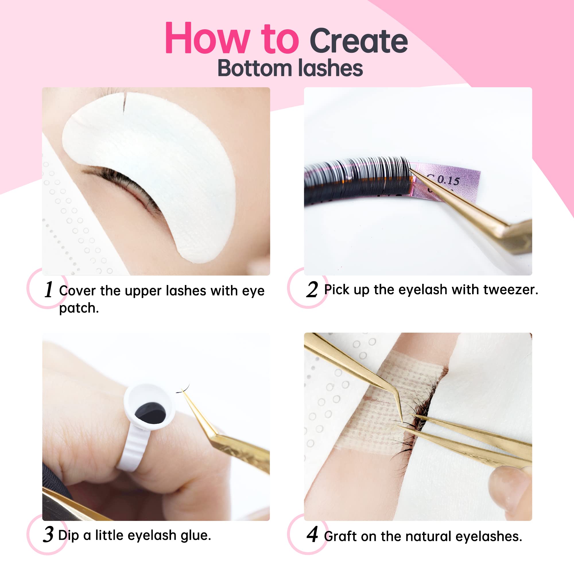 Beauty7 Mixed Volume Under Bottom Lower Individual False Eyelash Extension Tray Matte Synthetic Mink Curl J 0.15mm Thickness 5/6/7mm Length