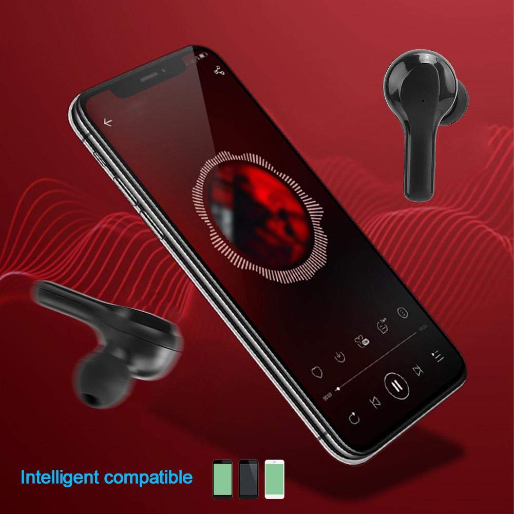 Annadue R3 Bluetooth V5.0 Headphone, Wireless IPX4 Waterproof Earphone, in-Ear Sports Headphone with Intelligent Digital Display, Noise Reduction, Plastic Black(Black)