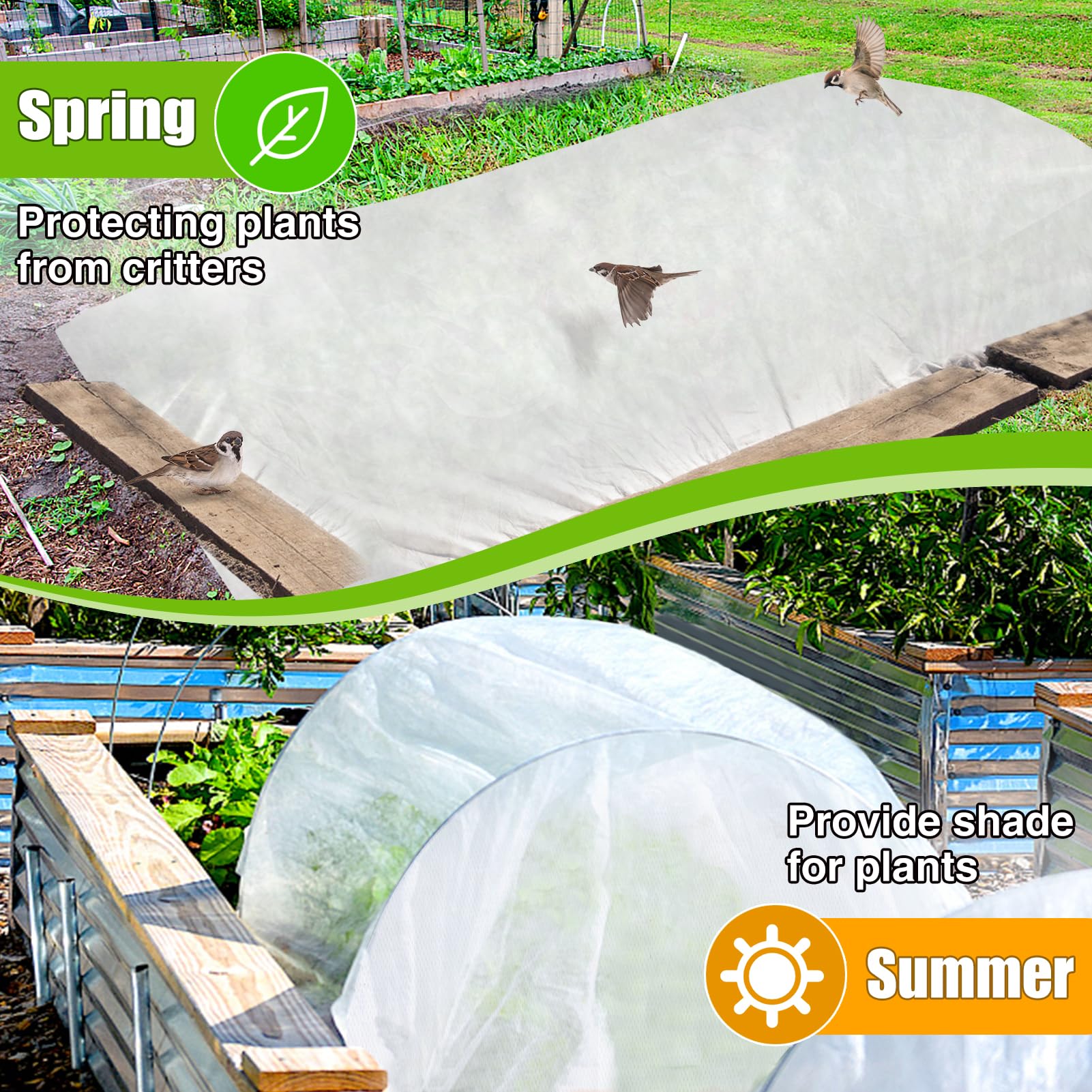 Alphatool Plant Covers Freeze Protection- 10 ft x 30 ft Breathable Non-Woven Fabric Frost Proof Floating Row Cover Durable 1.0oz/yd² Thick Plant Blankets for Winter Outdoor Garden