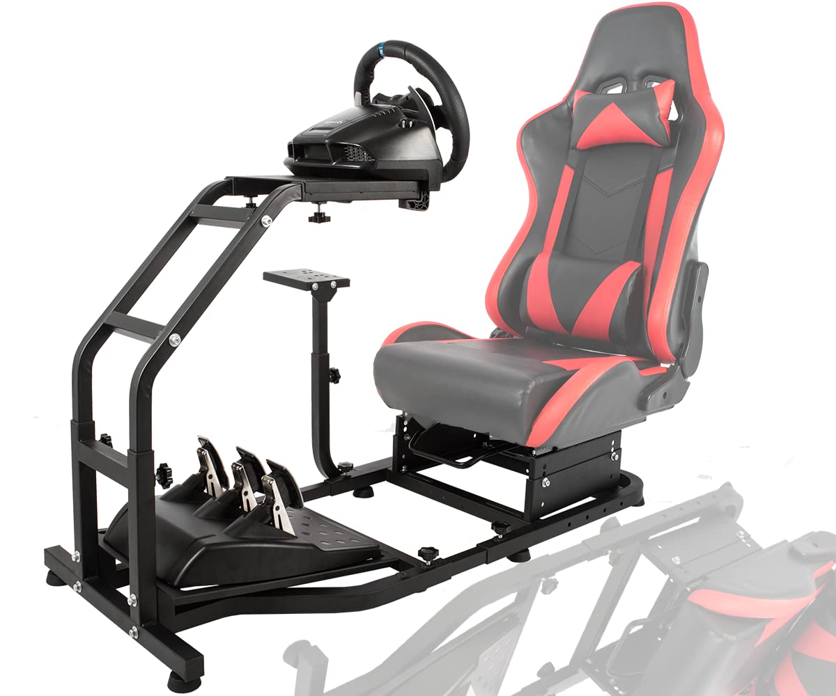 Anman Racing Simulator Mount fit for PC PS4 XBOX ONE Racing Wheel Stand Video Game for Logitech G25/27 G29 G920/923 Fanatec Thrustmaster T500RS T300RS, NOT Include Wheel Shifter Pedals
