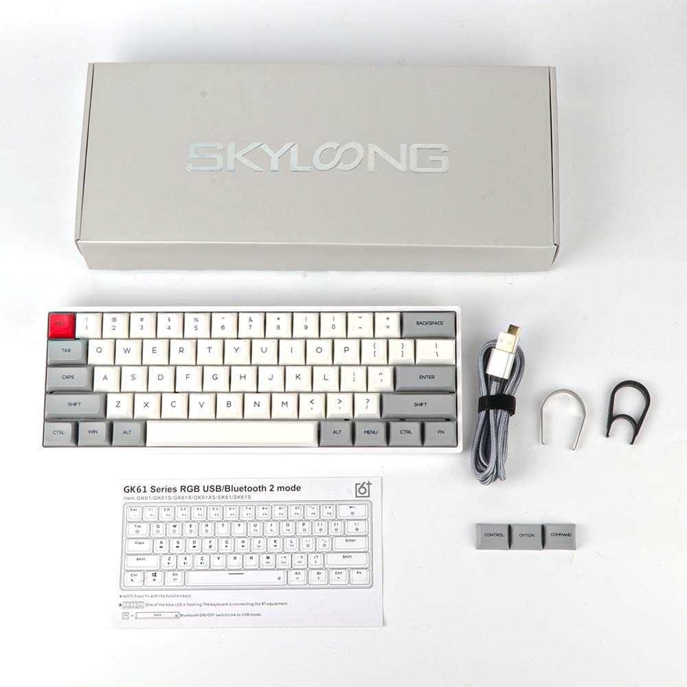 EPOMAKER SK61S 61 Keys Bluetooth 5.1 Hot Swappable Mechanical Keyboard with RGB Backlit, NKRO, Water-Resistant, Type-C Cable for Win/Mac/Gaming (Gateron Optical Blue, Grey)