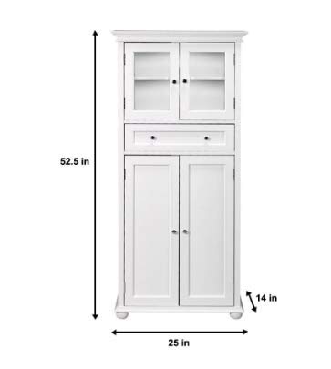 Bathroom Linen Storage Cabinet with Recessed-Panel Design, White