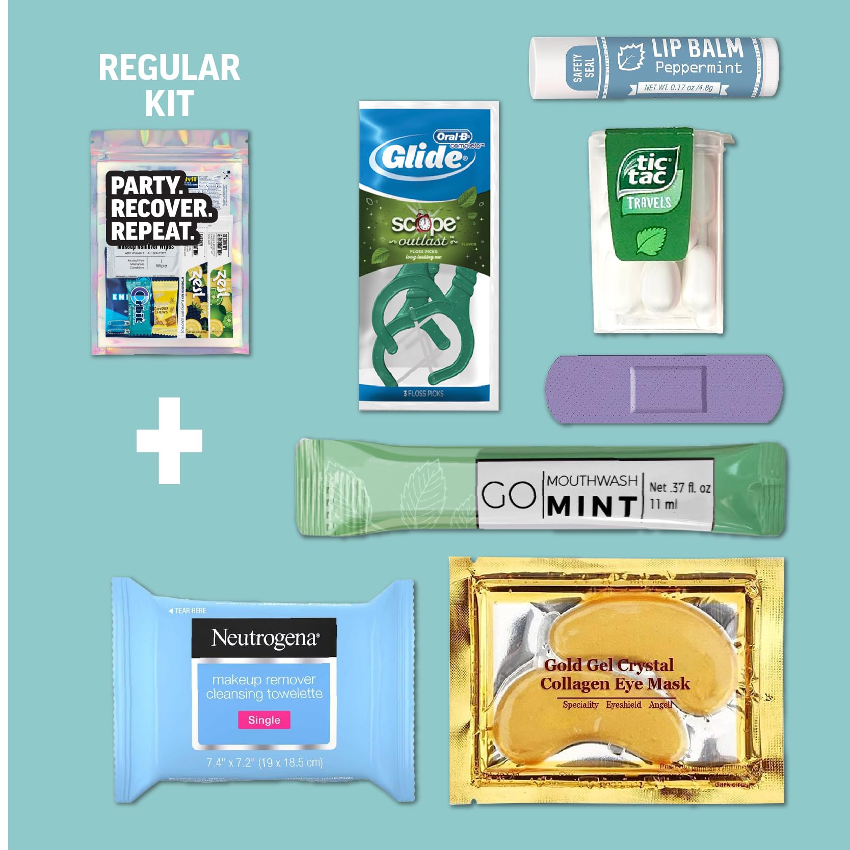 Hangover Kit - 10 Piece Pre-Filled Gift Bag - Essential Supplies Set - Wedding, Birthday, or Bachelor/Bachelorette - Zest Hydration Packets, Chew, & More