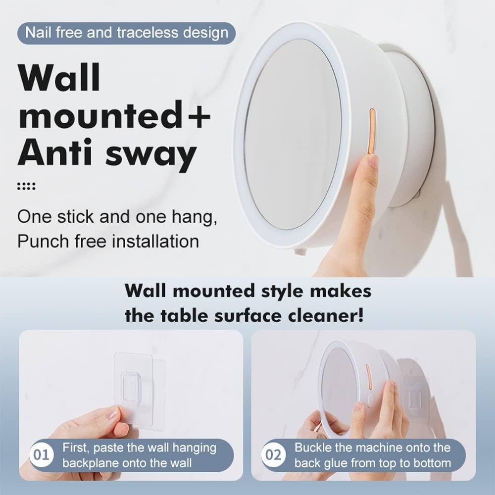 AVLUZ Soap Dispenser, Wall-Mounted Soap Dispenser, Creative Liquid Foam Soap Dispensers, HD Magnifying Glass LED Fill Light Temperature Display (Color : Pink)