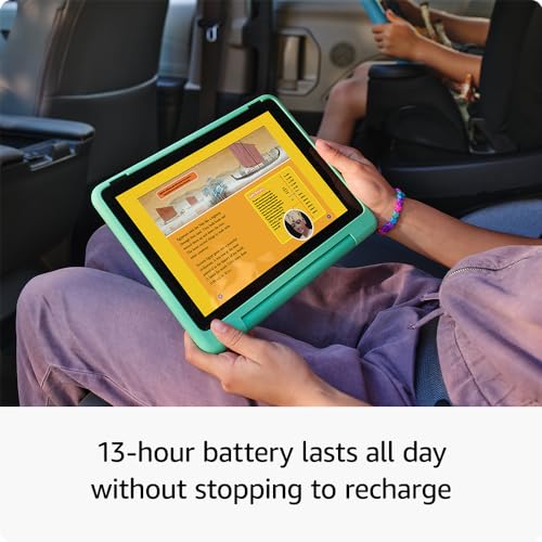 Amazon Fire HD 10 Kids Pro tablet- 2023, ages 6-12 | Bright 10.1" HD screen | Slim case for older kids, ad-free content, parental controls, 13-hr battery, 32 GB, Happy Day